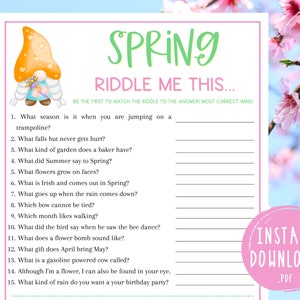 Spring Riddle Me This Game | Printable Springtime Games | Party Games ...