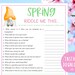 Spring Riddle Me This Game Printable Springtime Games | Etsy
