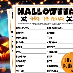 Halloween Finish That Phrase Game Halloween Printable Games - Etsy
