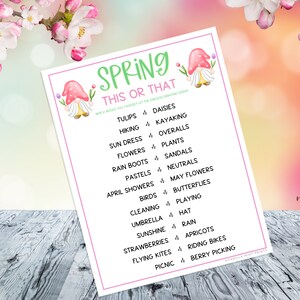 Spring This or That | Printable Springtime Games | Party Games | Spring ...