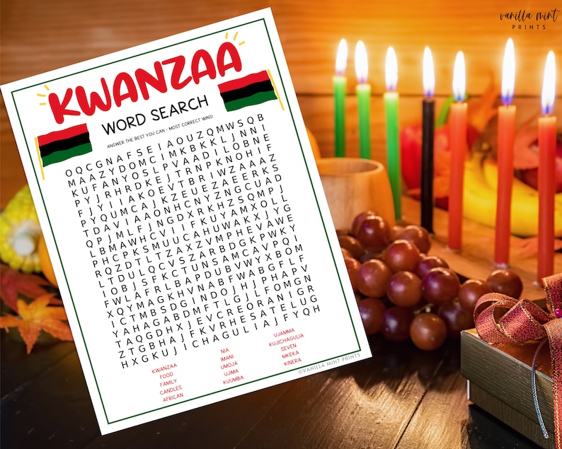 Kwanzaa Word Search | Printable Kwanzaa Party Games | Fun Activities ...
