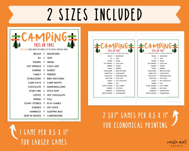 Camping This or That | Printable Campground Games | Party Games ...