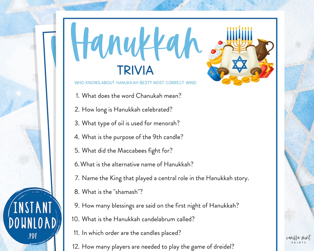 Hanukkah Trivia Party Games | Chanukah Celebration Games | Festival of ...