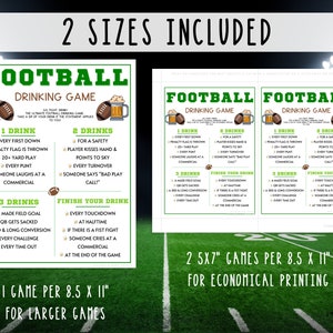 Football Drinking Game | Football Super Bowl Party Games | Printable ...