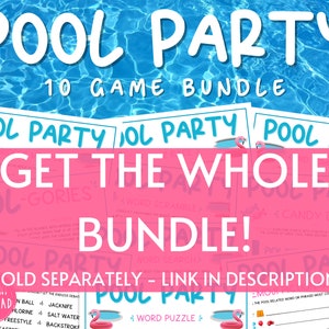 Pool Party Word Search Game Printable Summertime Games Fun - Etsy
