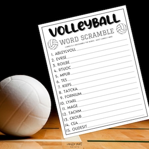 Volleyball Word Scramble Game | Printable Volleyball Team Party Games ...