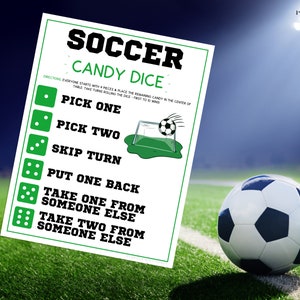 Soccer Candy Dice Game | Printable Soccer Team Party Games | Futbol ...