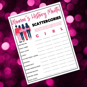 Women's History Month Scattergories Game | Women Empowerment ...