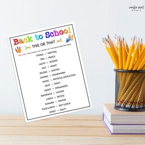 Back to School Game | This or That | First Day of School Activities ...