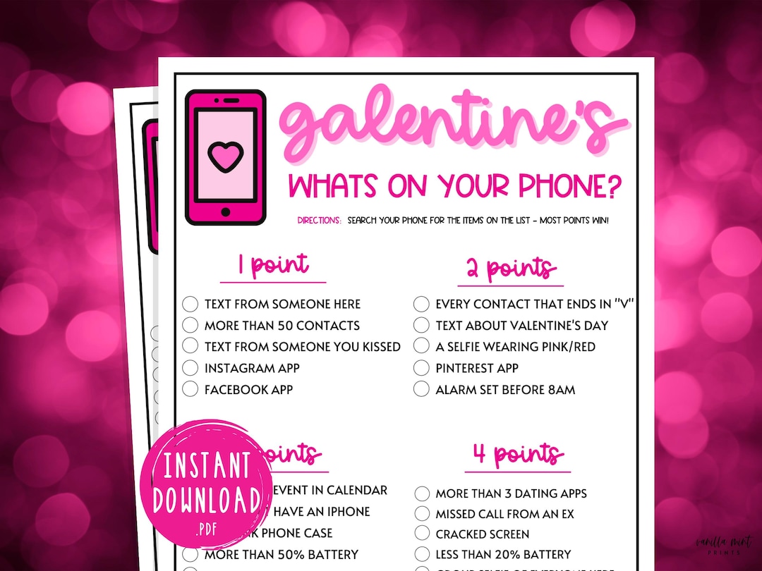 Galentine's Day Whats on Your Phone Game | Party Games | Girls Night ...
