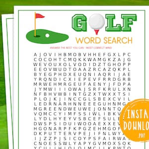 Golf Word Search Game | Printable Golf Team Party Games | Masters Golf ...