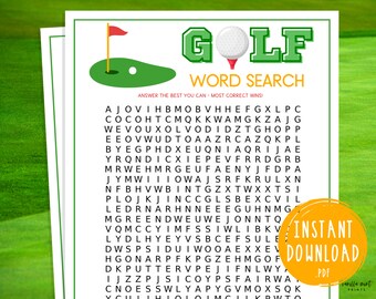 Golf Printable Word Search Sports Word Puzzle Party Game - Etsy