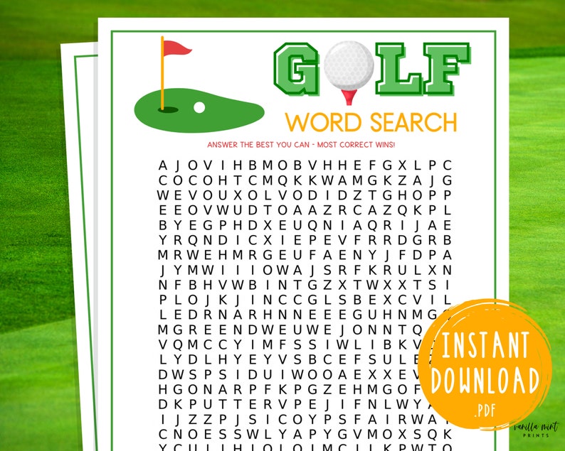 Golf Word Search Game Printable Golf Team Party Games - Etsy