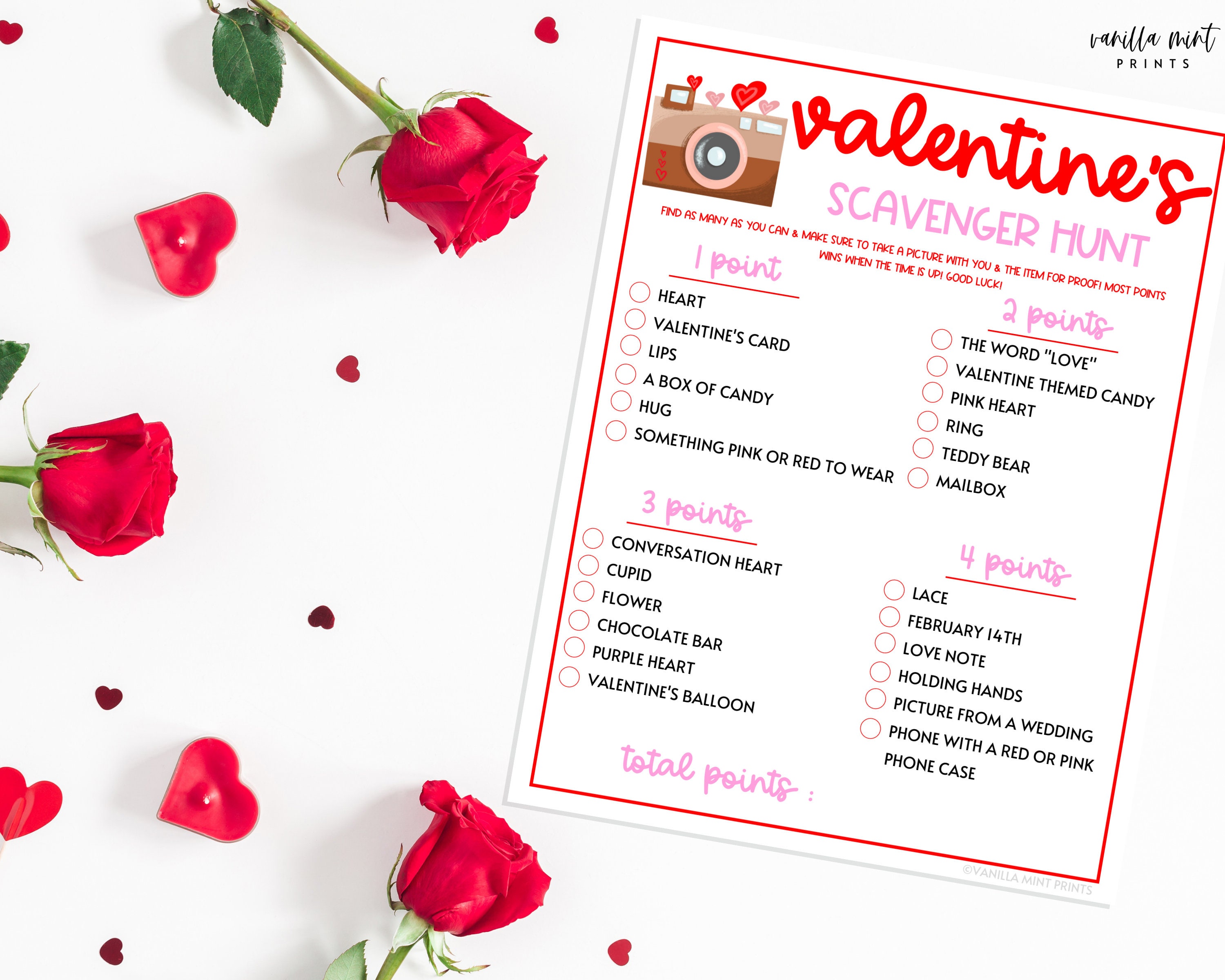 Valentine's Day Scavenger Hunt Game Valentine Printable - Etsy