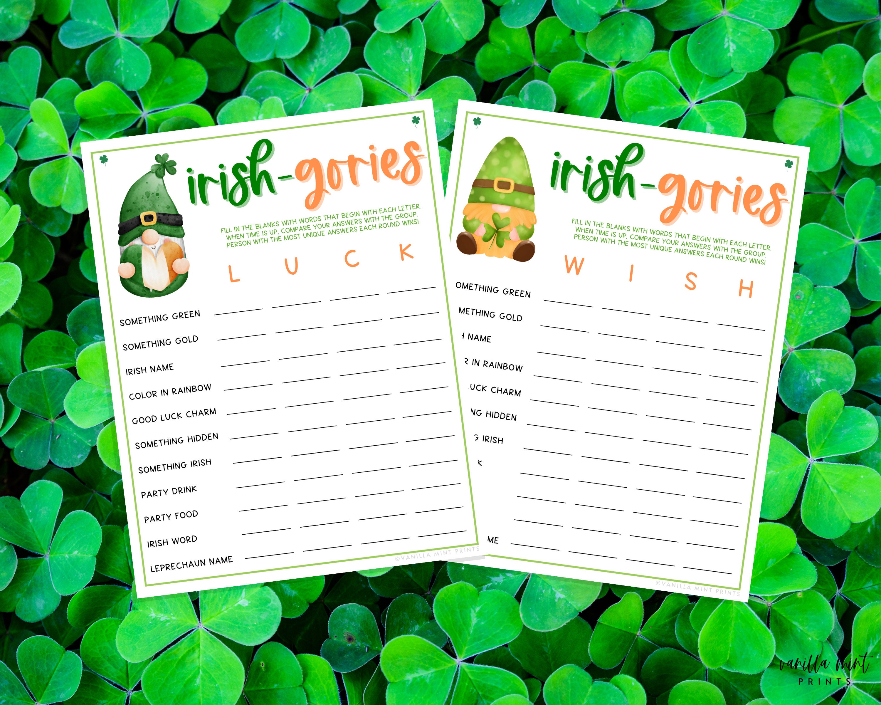 St. Patrick's 4 Game Scattergories BUNDLE Irish Fun - Etsy