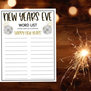 New Years Eve Word List Game New Years Games New Years Eve Party Games ...