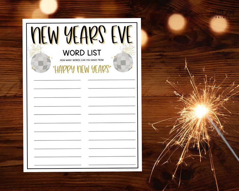 New Years Eve Word List Game New Years Games New Years Eve - Etsy
