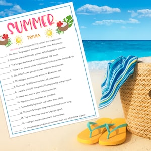 Summer Trivia Game | Printable Summertime Games | Party Games | Summer ...