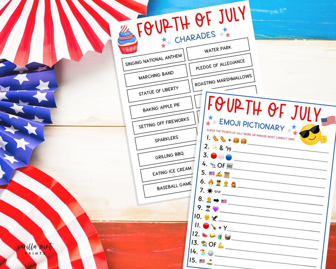 Fourth of July 5 Party Games KIDS BUNDLE 4th of July - Etsy