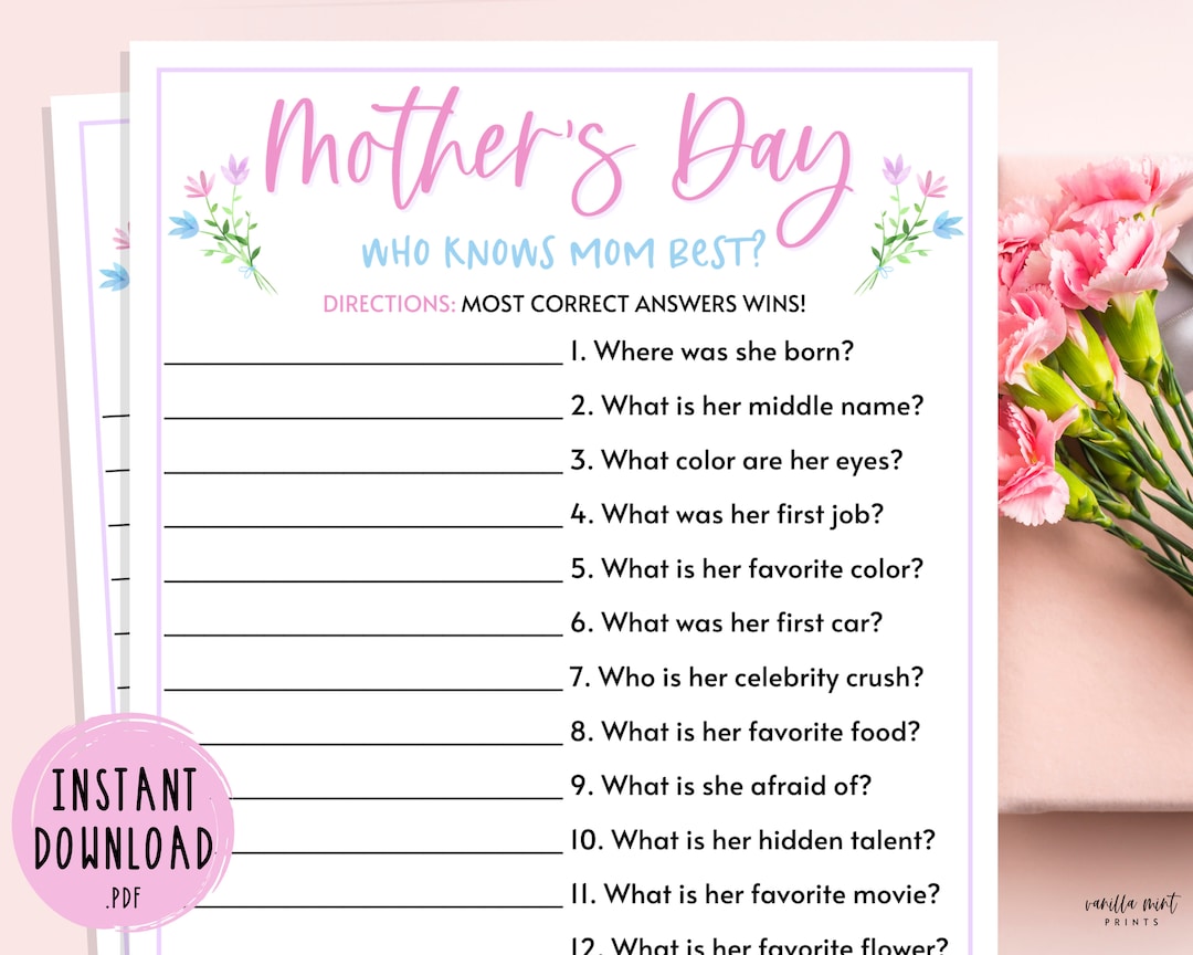 Mother's Day Who Knows Mom Best | Mothers Day Games | Mother's Day ...