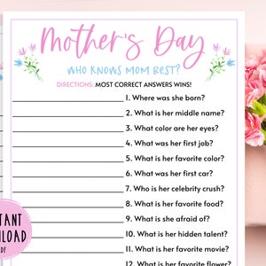 Mother's Day Who Knows Mom Best | Mothers Day Games | Mother's Day ...