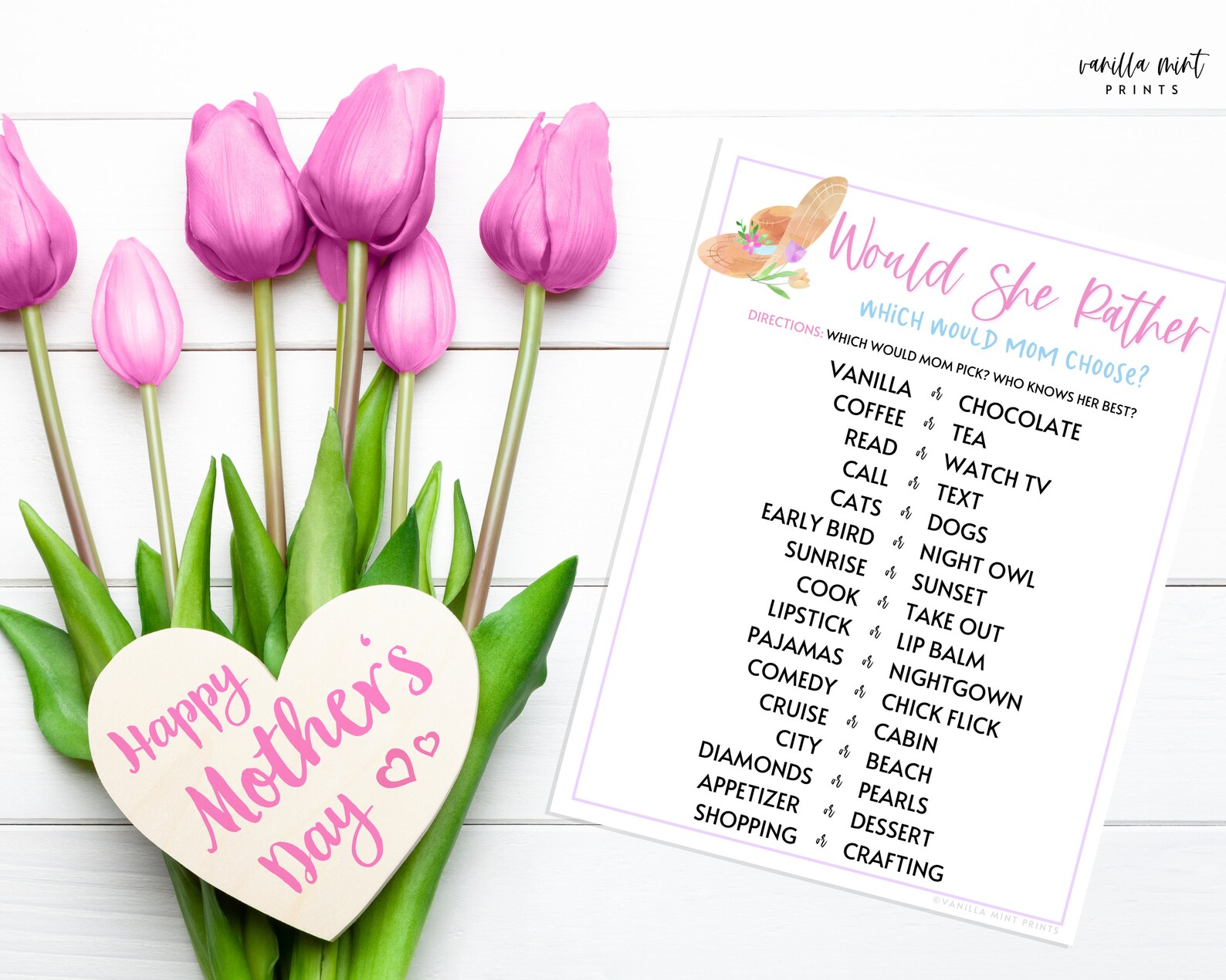 Mother's Day Would She Rather Games Which Would Mom - Etsy