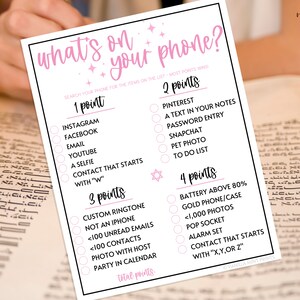 Bat Mitzvah Games | Whats on Your Phone Bat Mitzvah Game | Birthday ...