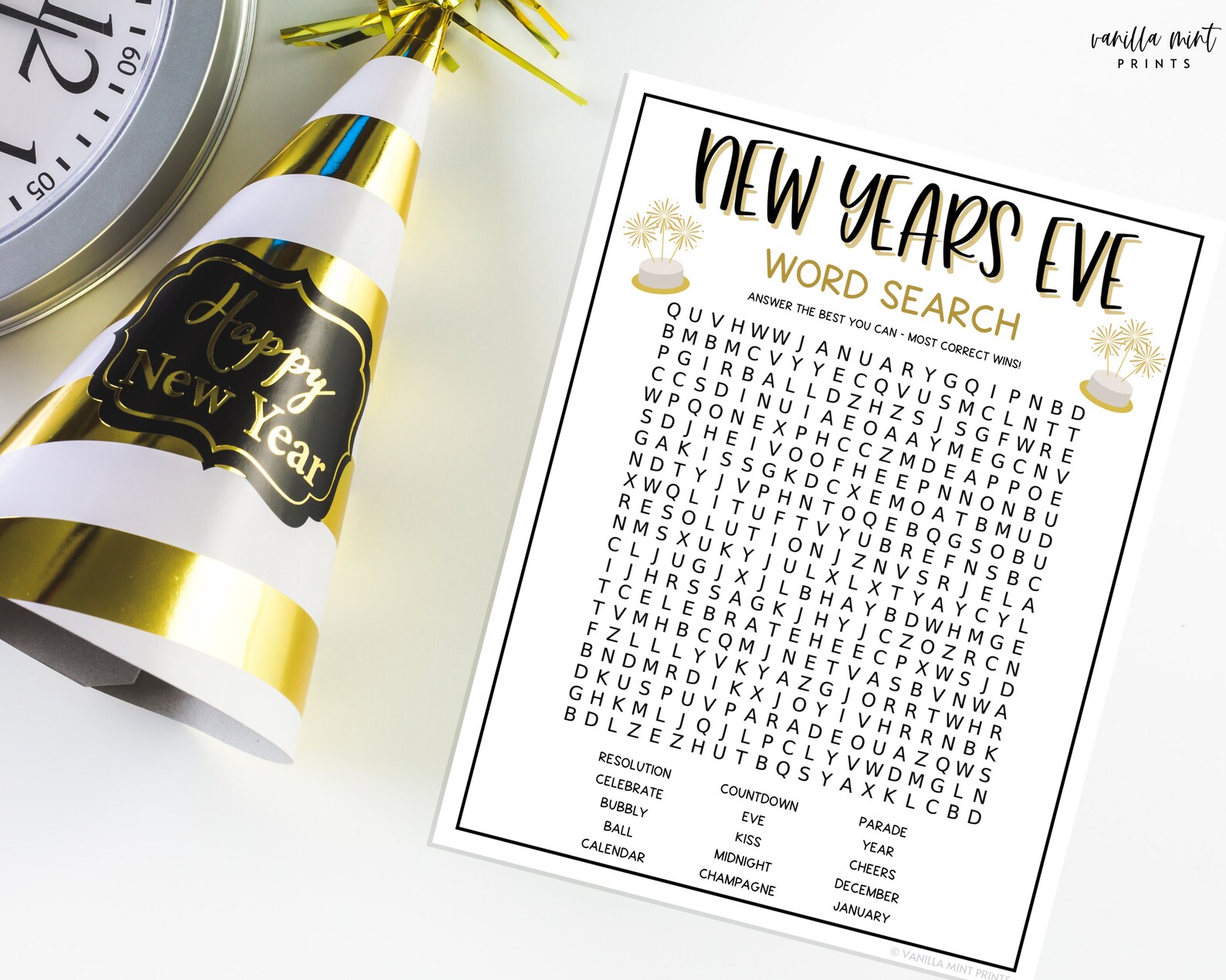 New Years Eve Word Search Game New Years Printable Games - Etsy