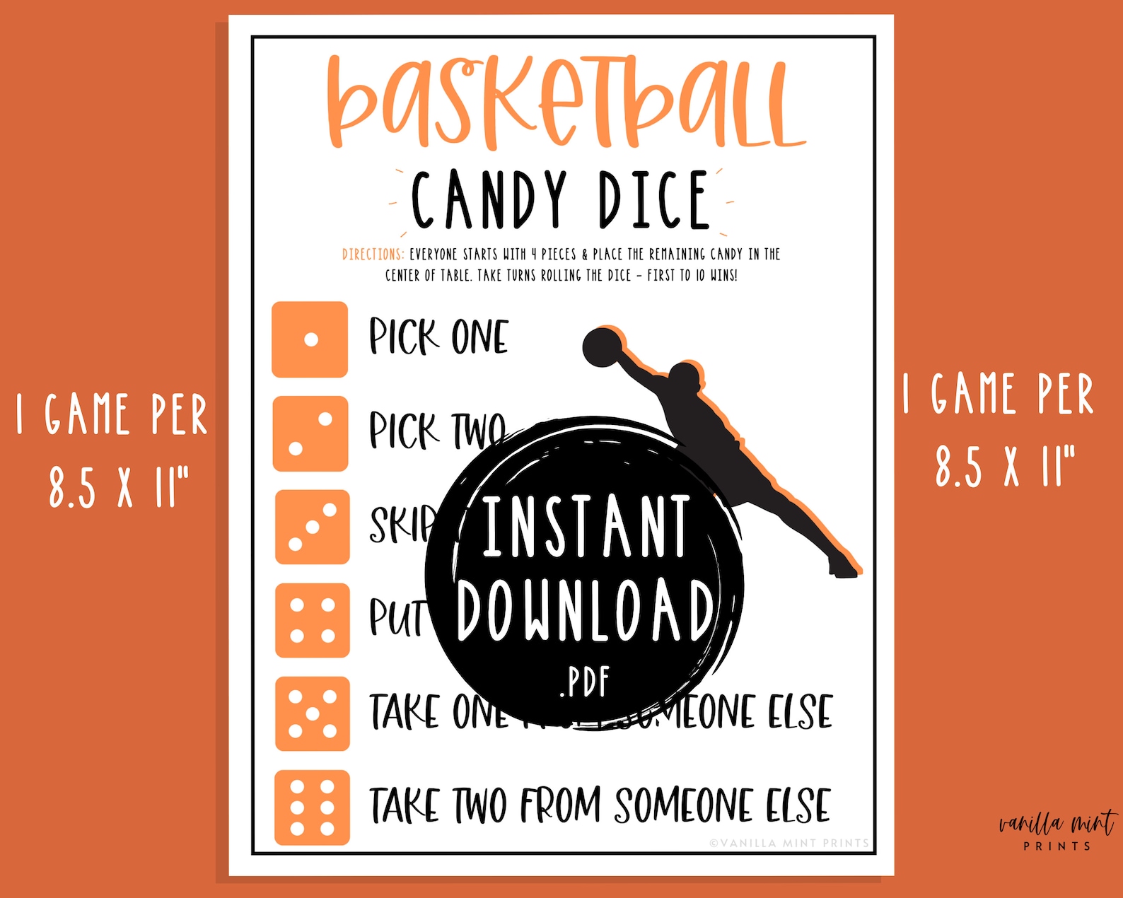 Basketball Candy Dice Game Basketball Party Games for Kids - Etsy