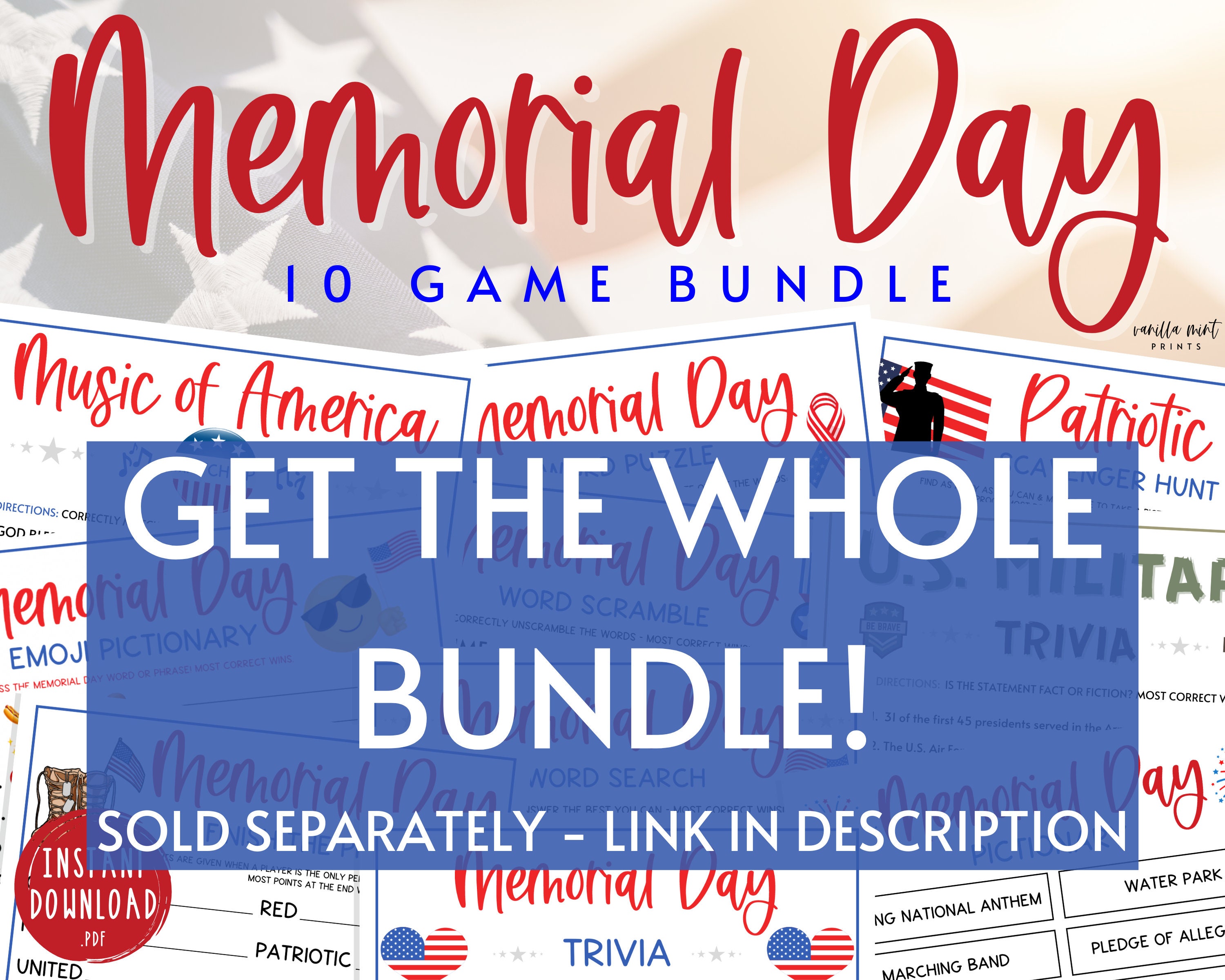 Memorial Day Word Search Game Printable Memorial Day Party - Etsy