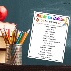 Back to School Game | This or That | First Day of School Activities ...