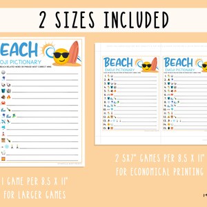Beach Emoji Pictionary Game | Printable Summertime Games | Fun Beach ...