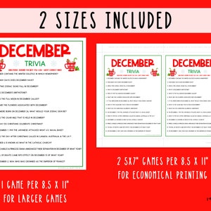 December Trivia Game | Printable Month Party Games | Wintertime ...