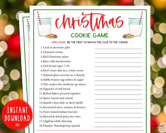 Christmas Cookie Game Game Christmas Trivia Printable Games - Etsy