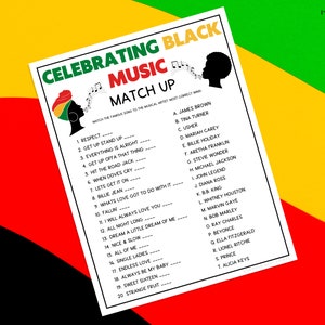 Black History Month Celebrating Black Music Match up Game | African ...