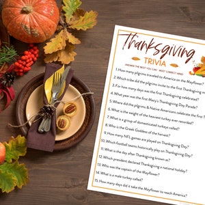 Thanksgiving Trivia Game | Thanksgiving Printable Games | Fun ...