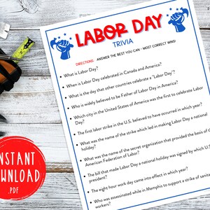 Labor Day Trivia Game | Labor Day Printable Games | America Trivia Game ...