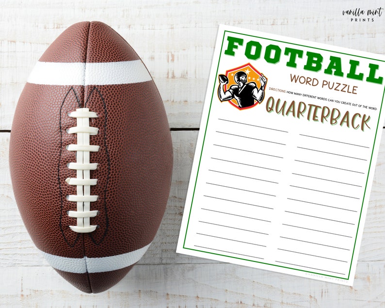 Football Word Puzzle Game Super Bowl Party Games Printable - Etsy