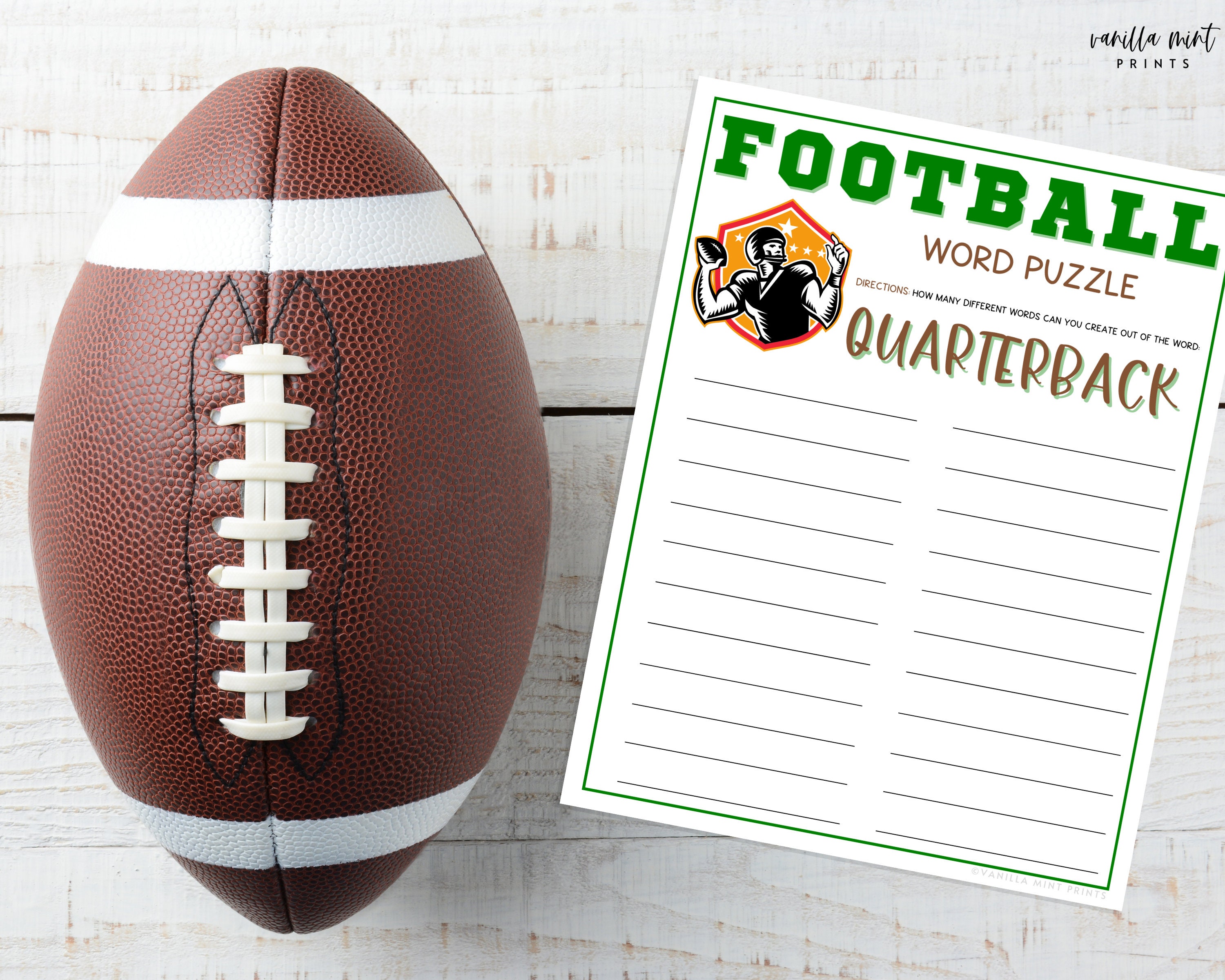 Football Word Puzzle Game Super Bowl Party Games Printable - Etsy