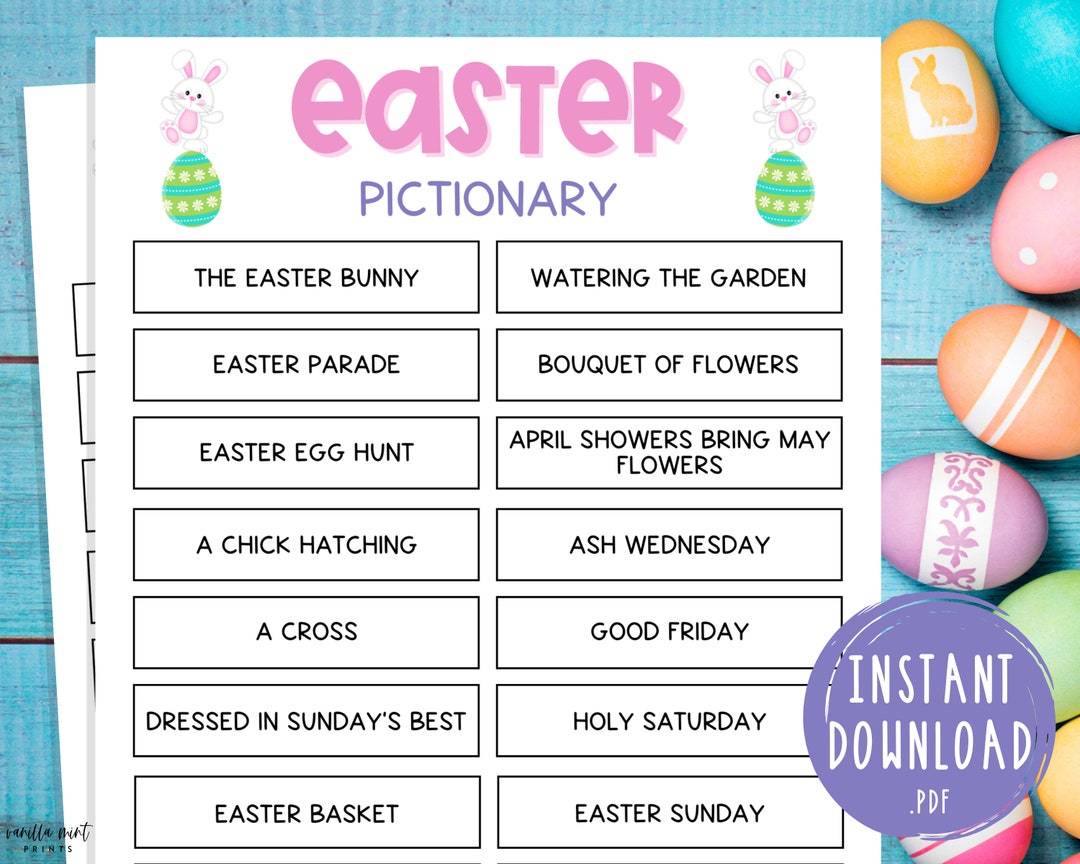Easter Pictionary Game Printable Easter Games Party Games Easter ...