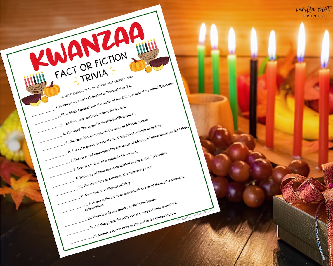 Kwanzaa Trivia Game Printable Kwanzaa Party Games Fun - Etsy
