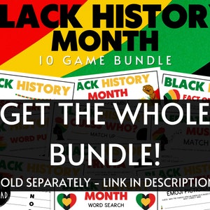 Black History Month Guess Who Match up Trivia Game | African American ...