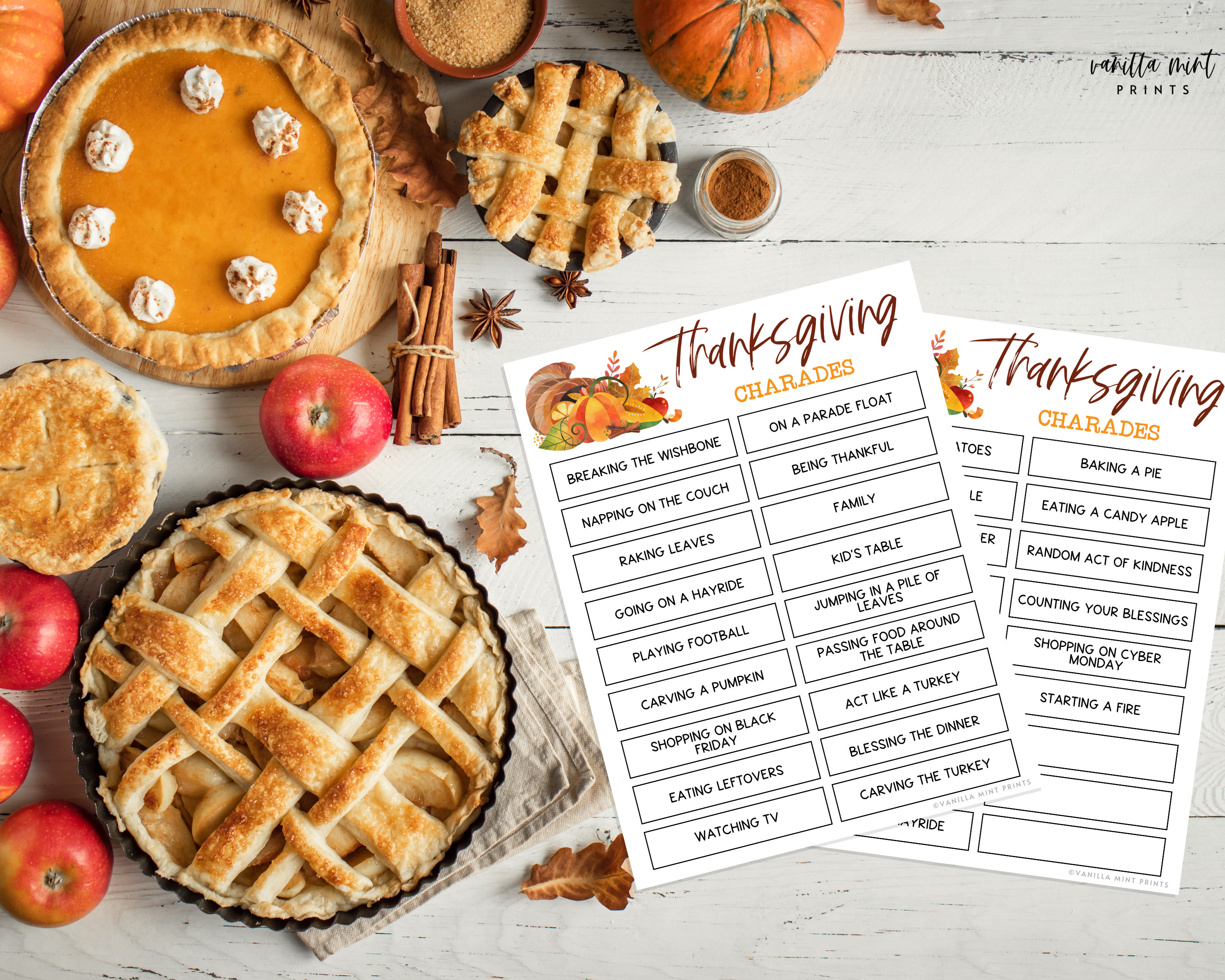 Thanksgiving Charades Party Game | Thanksgiving Party Games | Fun ...