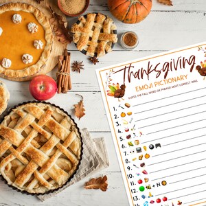Thanksgiving Emoji Pictionary Game | Thanksgiving Printable Games | Fun ...