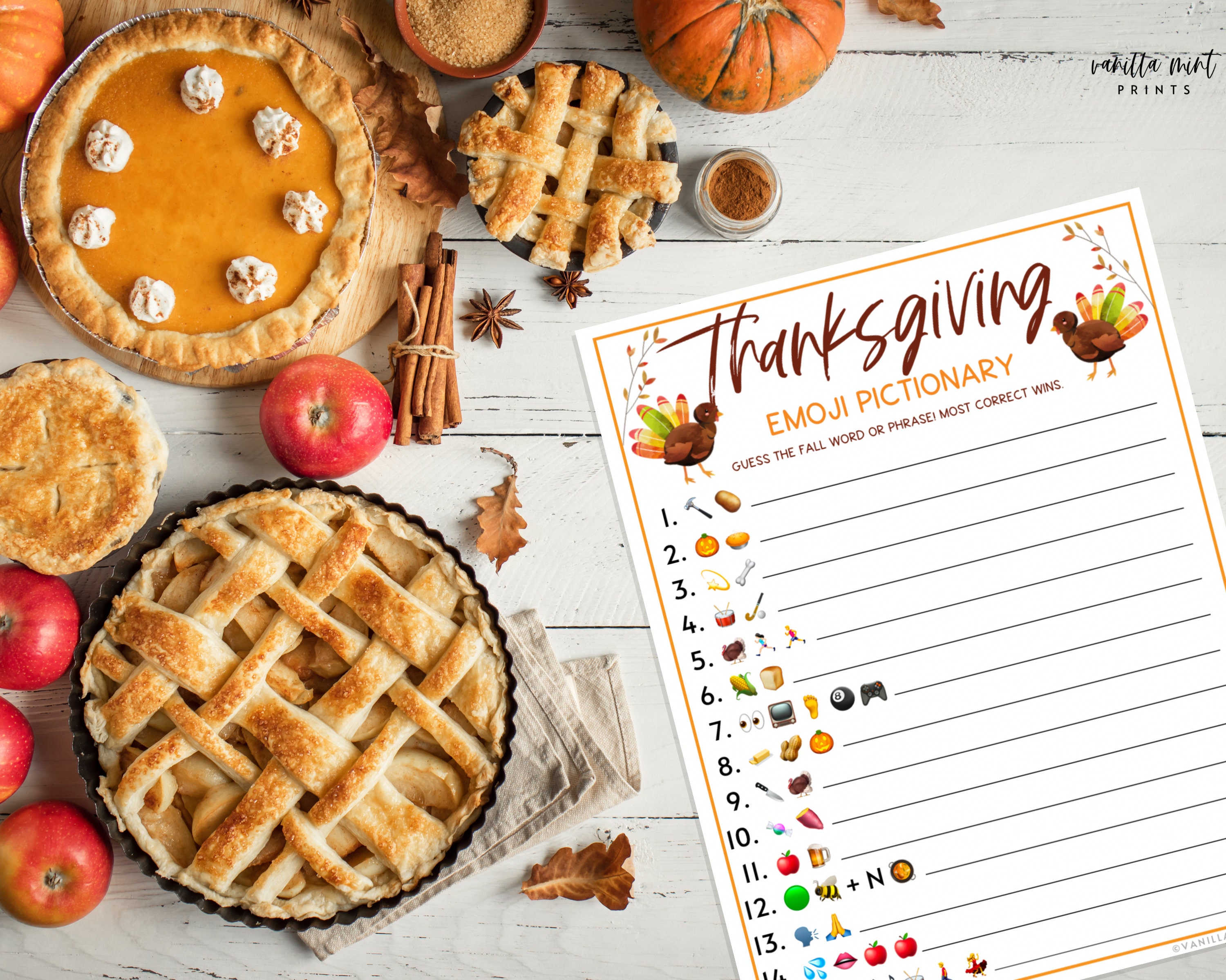 Thanksgiving Emoji Pictionary Game Thanksgiving Printable - Etsy