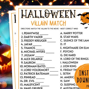 Halloween Villain Matching Game Halloween Printable Games | Etsy