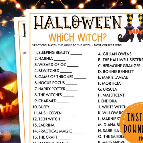 Halloween Witch Matching Game Which Witch Halloween - Etsy