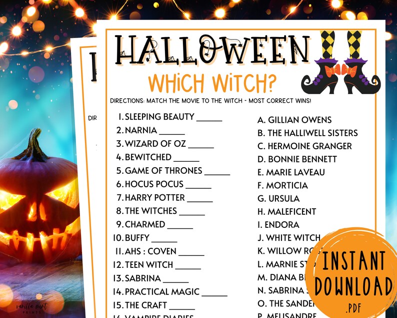 Halloween Witch Matching Game Which Witch Halloween - Etsy
