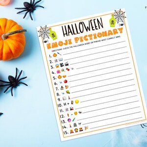 Halloween Emoji Pictionary Party Game | Halloween Picture Trivia Games ...