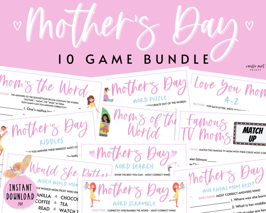 Mother's Day 10 Game Bundle | Mother's Day Games | Trivia Party Games ...